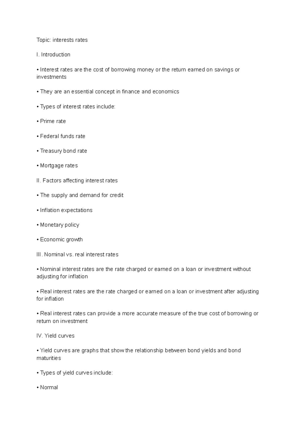 Economic foundations- money and rates - Topic: interests rates I ...