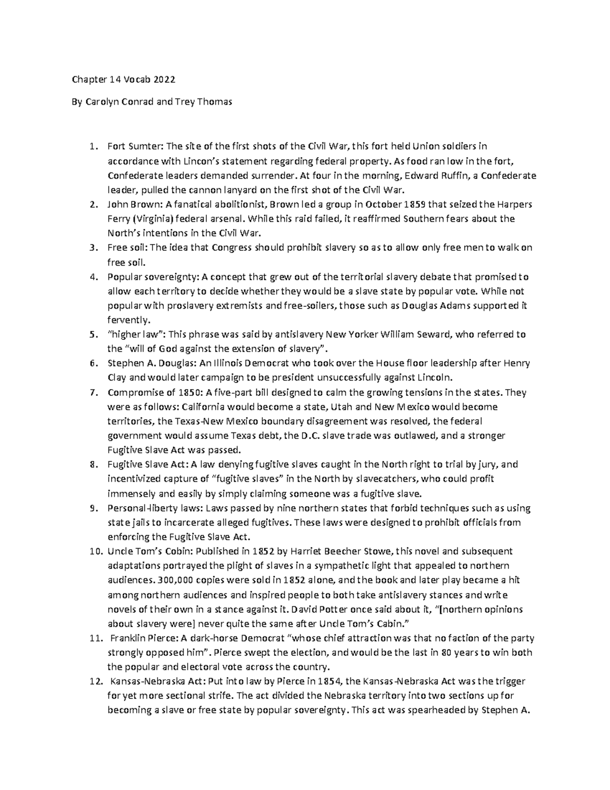 Chapter 14 Vocab 2022 - Homework history - Chapter 14 Vocab 2022 By ...