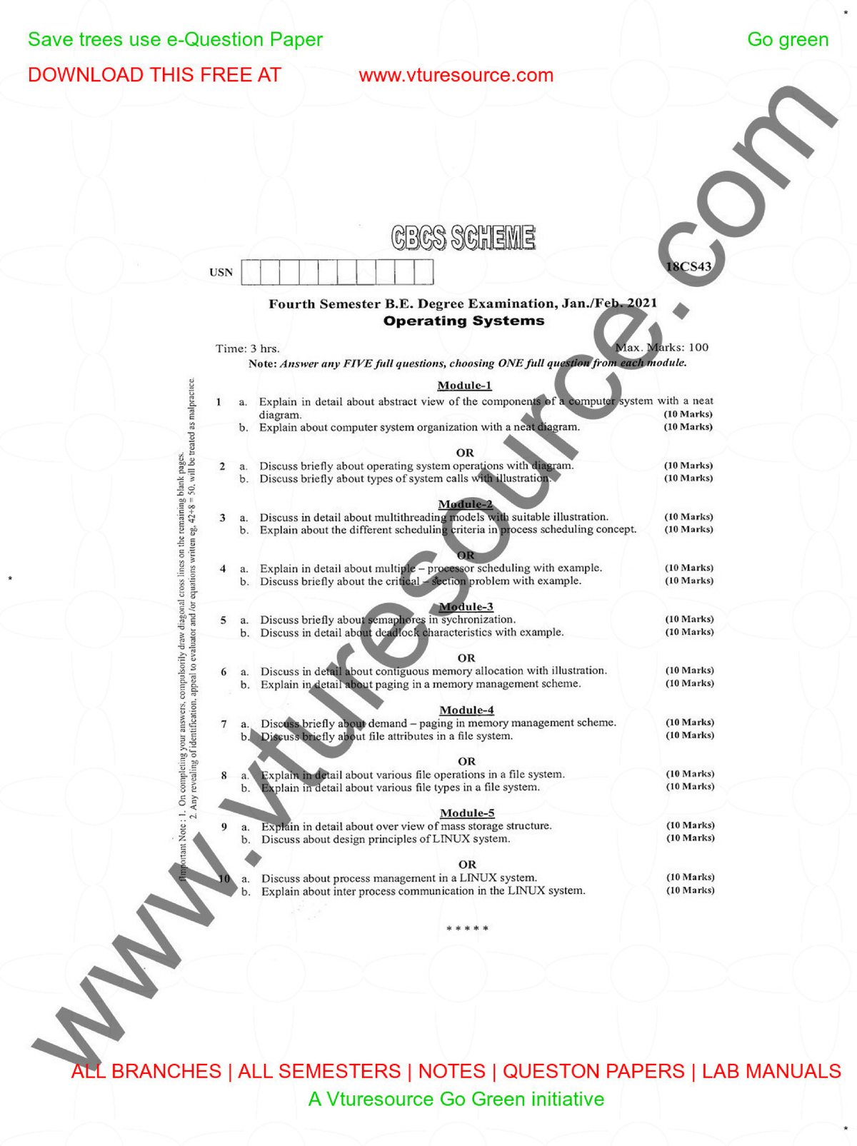 Feb-2021 - QP 18 scheme - Operating system - Studocu