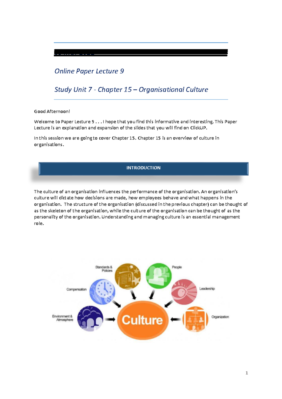 BDO 214 - Study Unit 7 - Chapter 15 - Paper Lecture 9 - 03 May 2022 ...