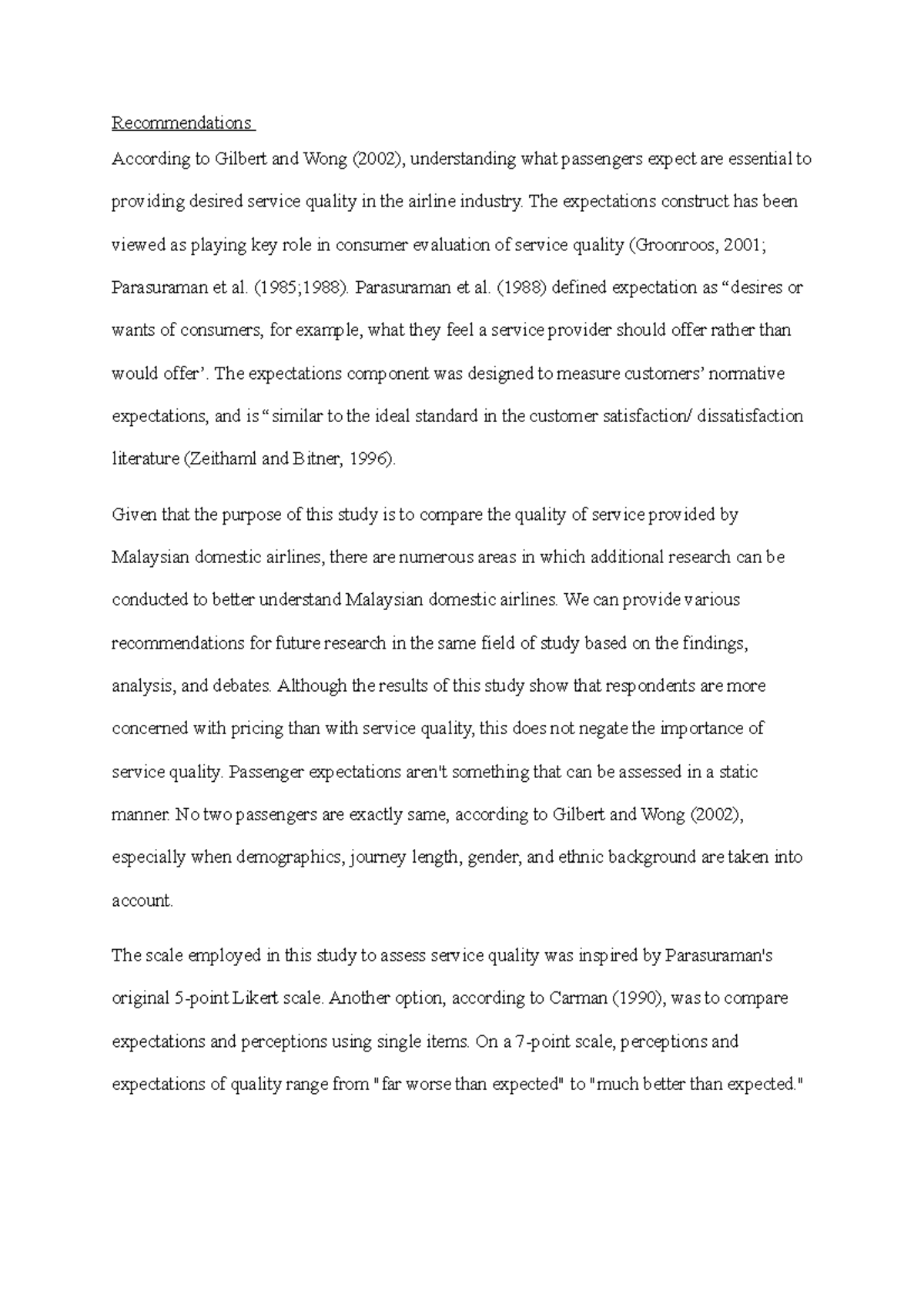Recommendations - ASSIGNMENT - Recommendations According to Gilbert and ...