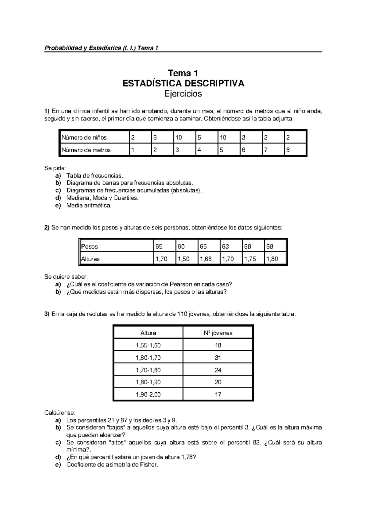 Práctica - ejercicios y prácticas realizadas de estadística I - Probabilidad y (I. I.) Tema 1 ...