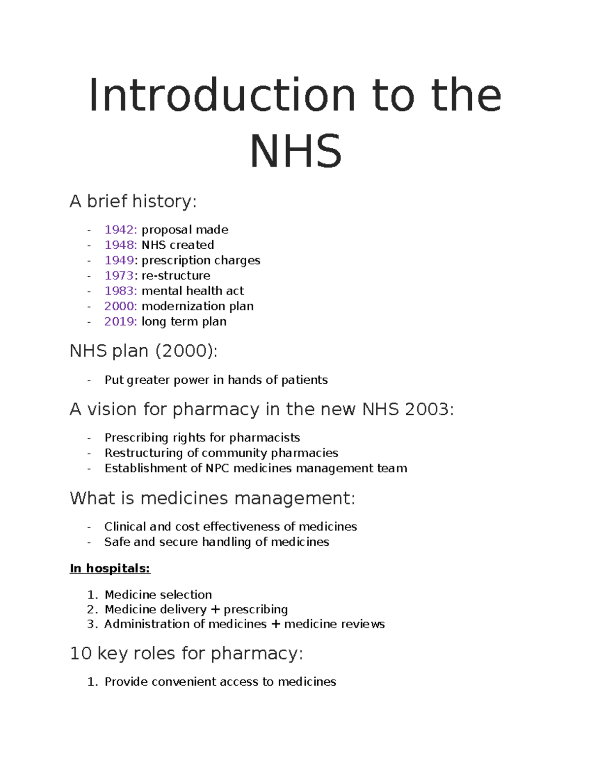 Introduction to the NHS - Introduction to the NHS A brief history ...