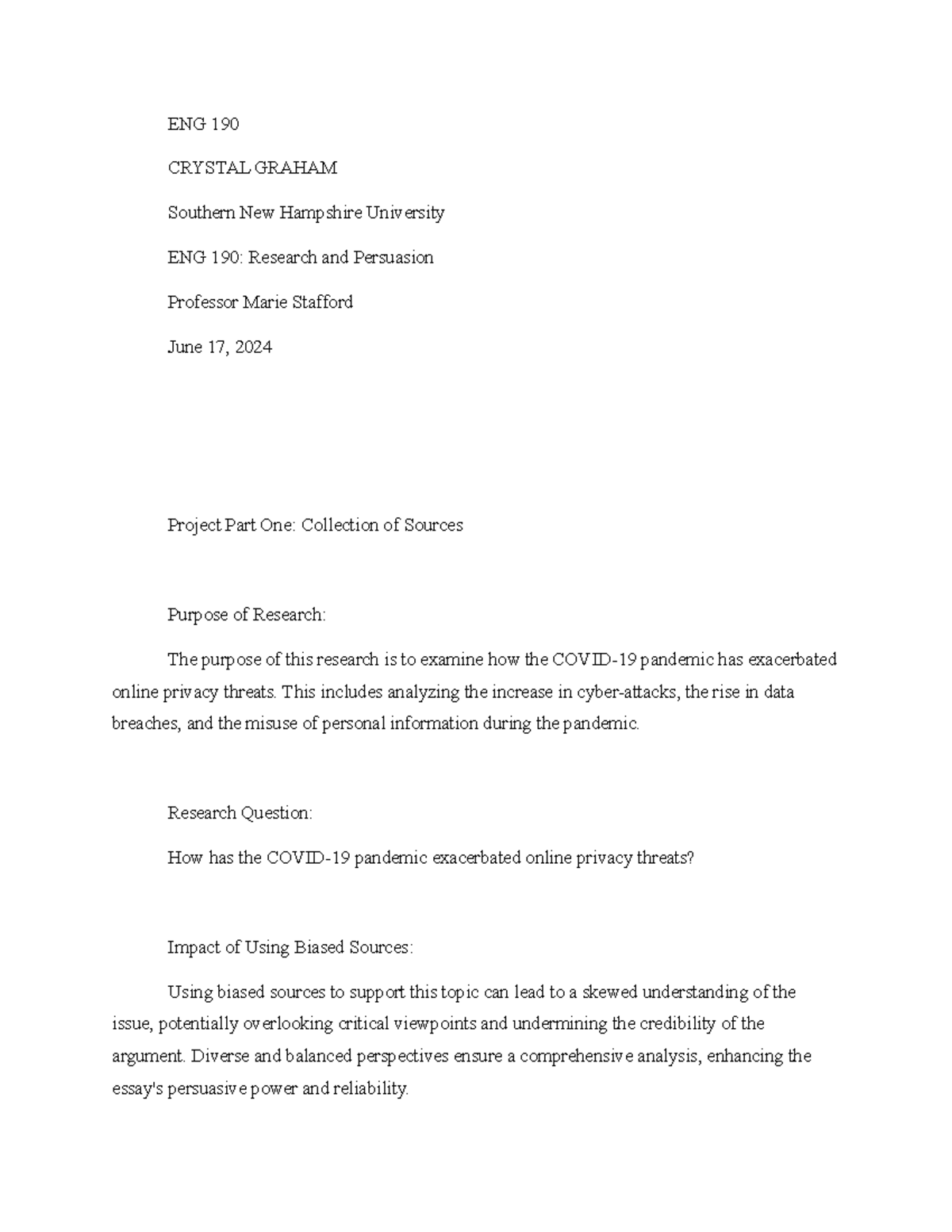 7-1 ENG 190 Project - ENG 190 CRYSTAL GRAHAM Southern New Hampshire ...