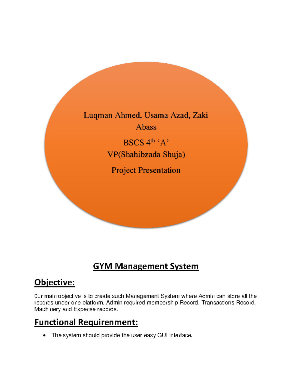 Gym Managnement Shystem-converted - GYM Management System Objective ...