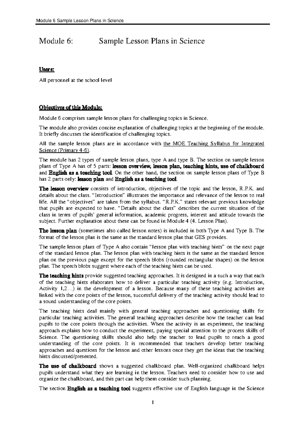 26 Ghana Inset Sourcebook M6 - Module 6: Sample Lesson Plans in Science ...