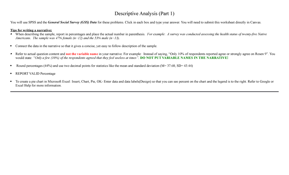 Descriptive Analysis (Practice) - Descriptive Analysis (Part 1) You ...