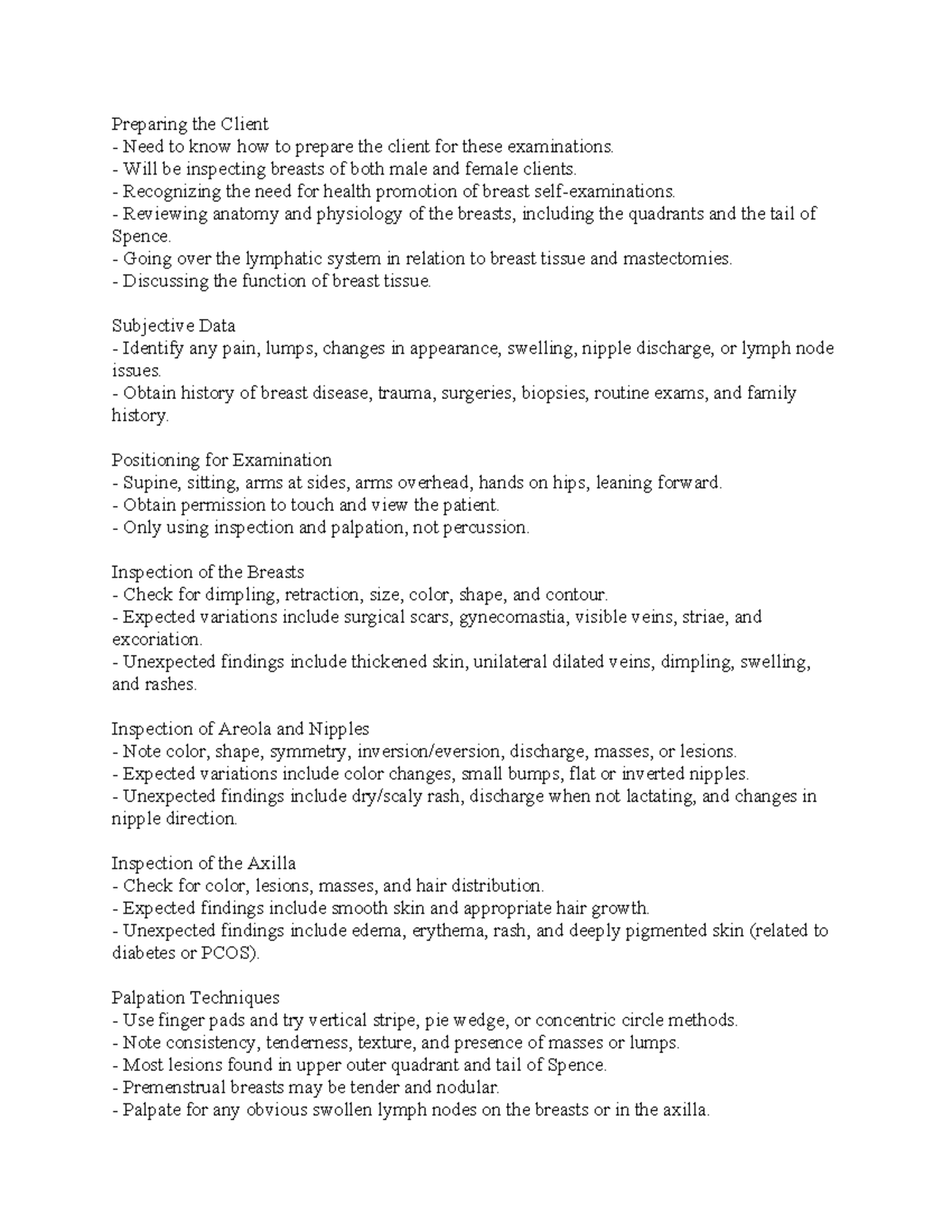 216 M13:14 Notes - Preparing the Client Need to know how to prepare the ...