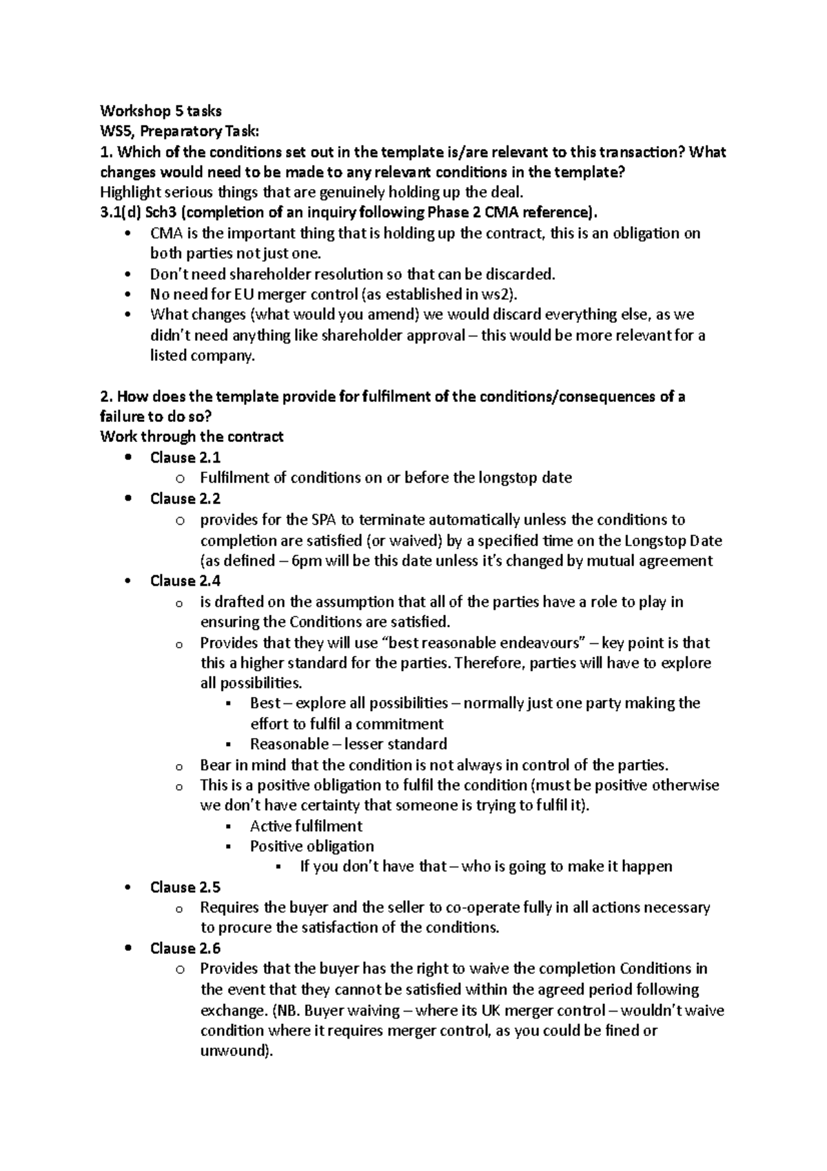 Workshop 5 tasks - Workshop 5 tasks WS5, Preparatory Task: Which of the ...