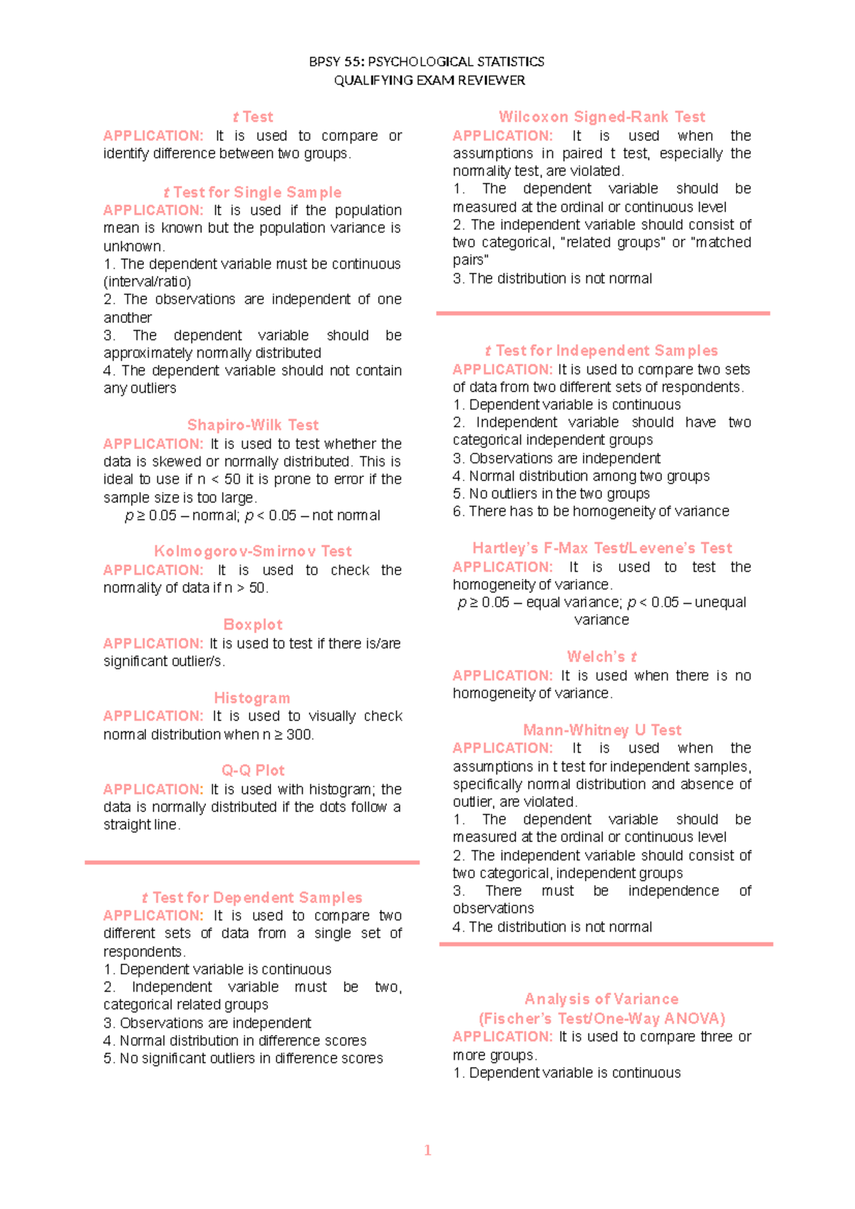 Statistical Tools - BPSY 55: PSYCHOLOGICAL STATISTICS QUALIFYING EXAM ...