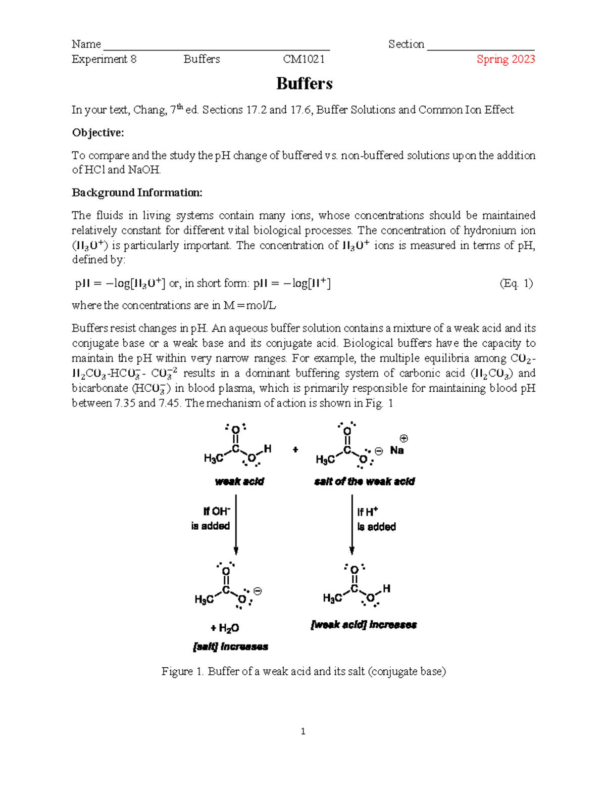 CM1021 Exp8 Buffers Sp23 - Experiment 8 Buffers CM1021 Spring 202 3 ...