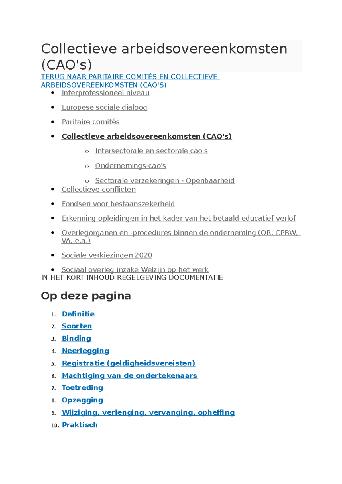 Collectieve arbeidsovereenkomsten CAO's - ) Sociale verkiezingen 2020 Sociaal overleg inzake ...