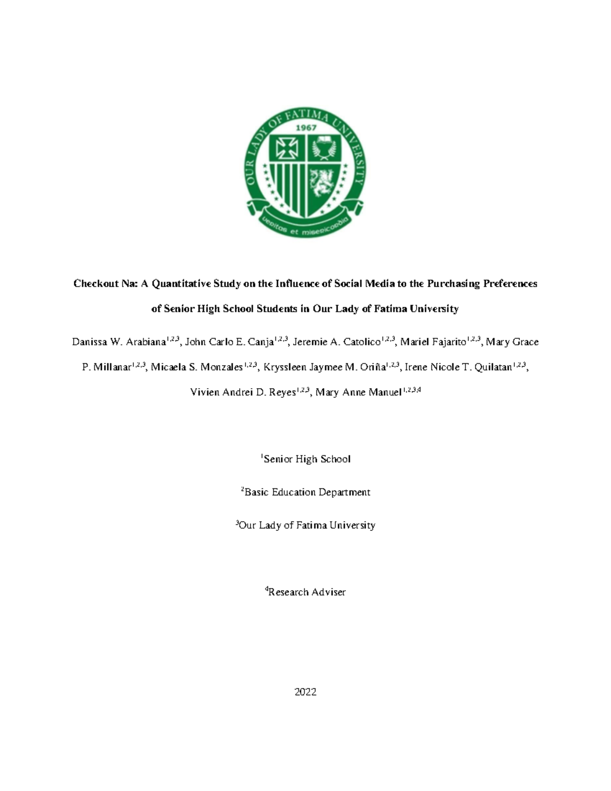 Final Research Manuscript - Checkout Na: A Quantitative Study on the ...