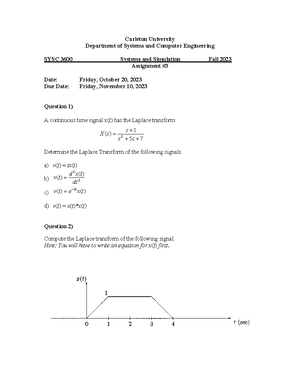 Assignment #5 Solutions - Sysc 3600 - Carleton - Studocu