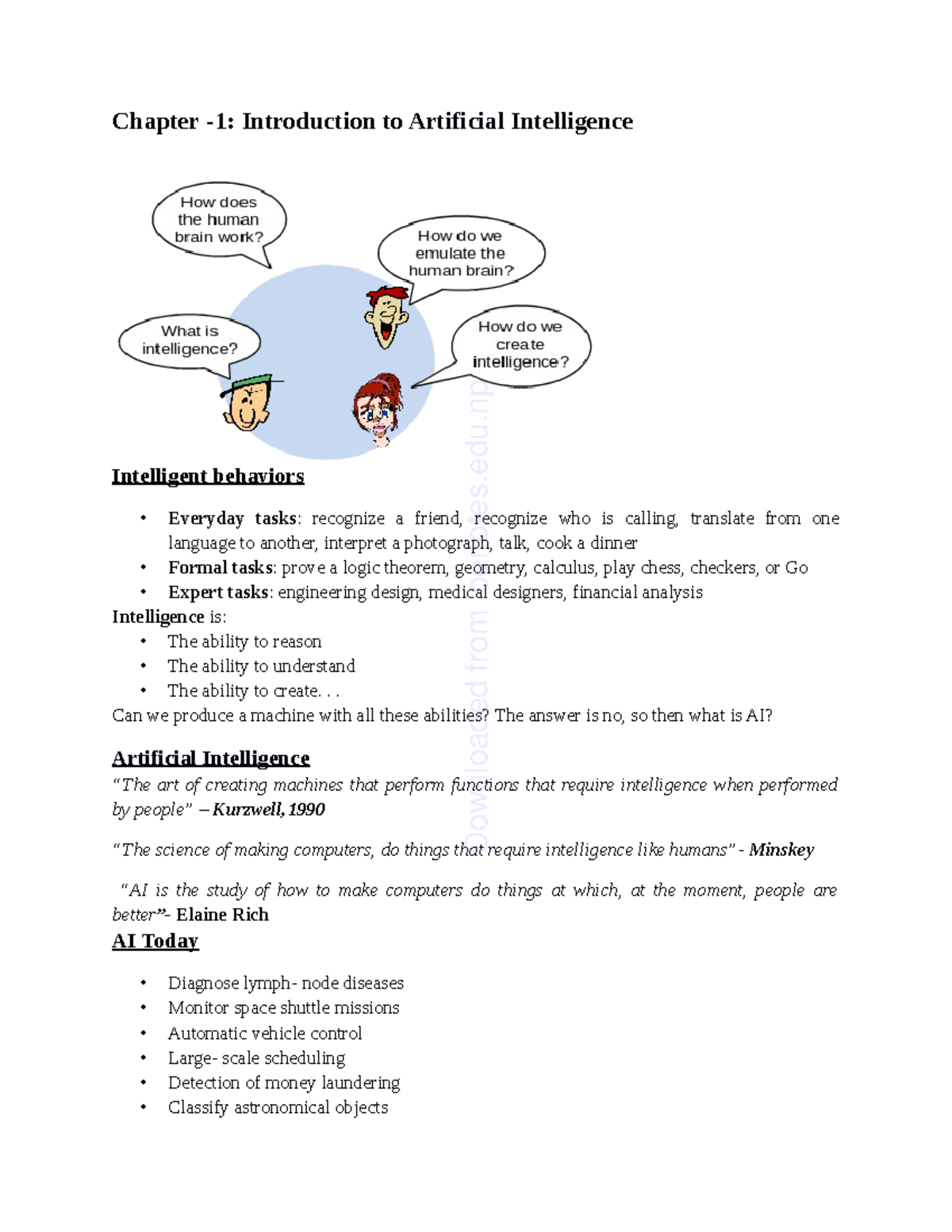 Artiticial Intelligence AI Chapter 1 introduction ioenotes edu np ...