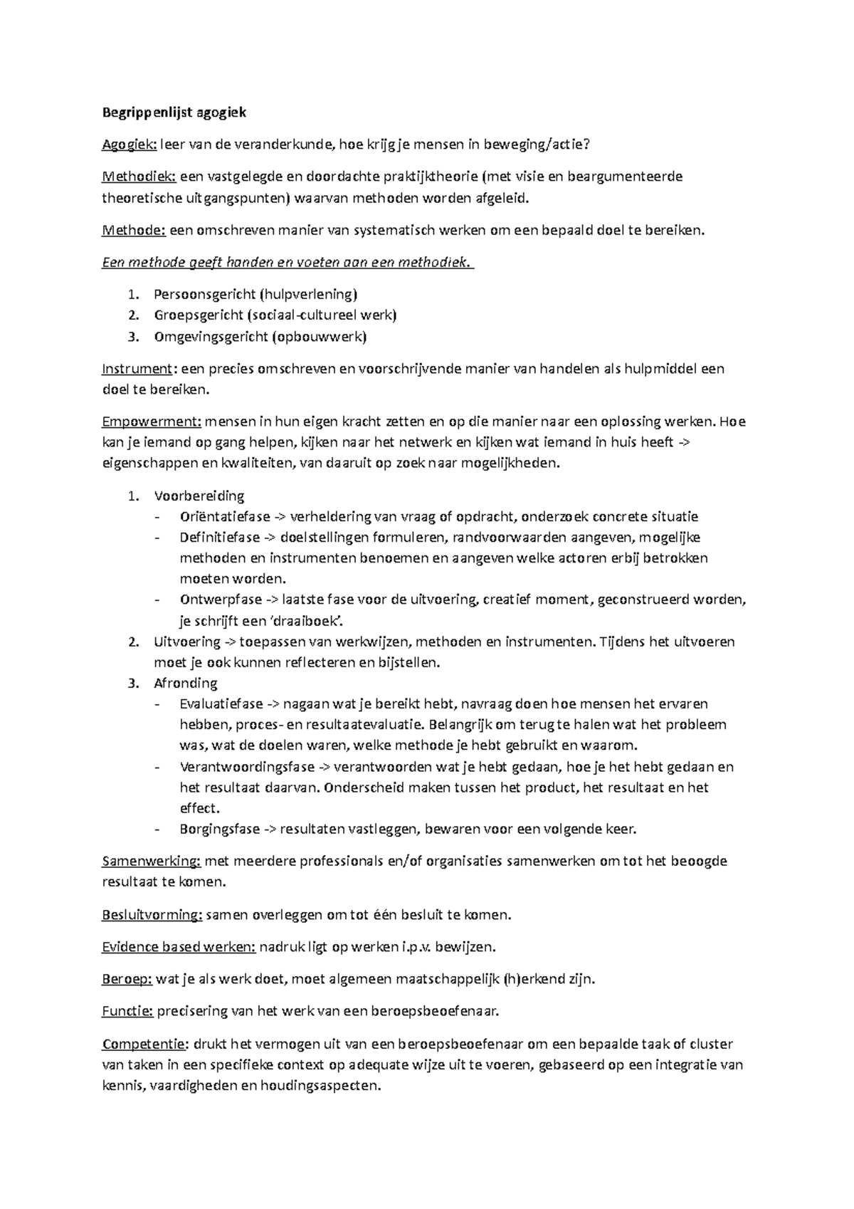 Begrippenlijst agogiek - Begrippenlijst agogiek Agogiek: leer van de ...