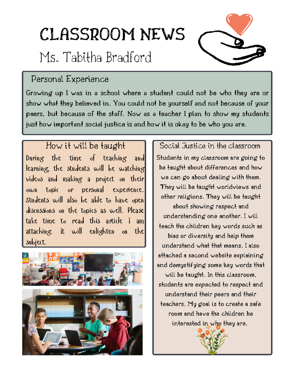 Spring Flowers Framed Classroom Newsletter - CLASSROOM NEWS During the ...