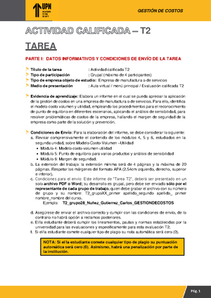 Formato Tarea EF - ACTIVIDAD CALIFICADA – EF EXAMEN FINAL PARTE I: DATOS INFORMATIVOS Y ...