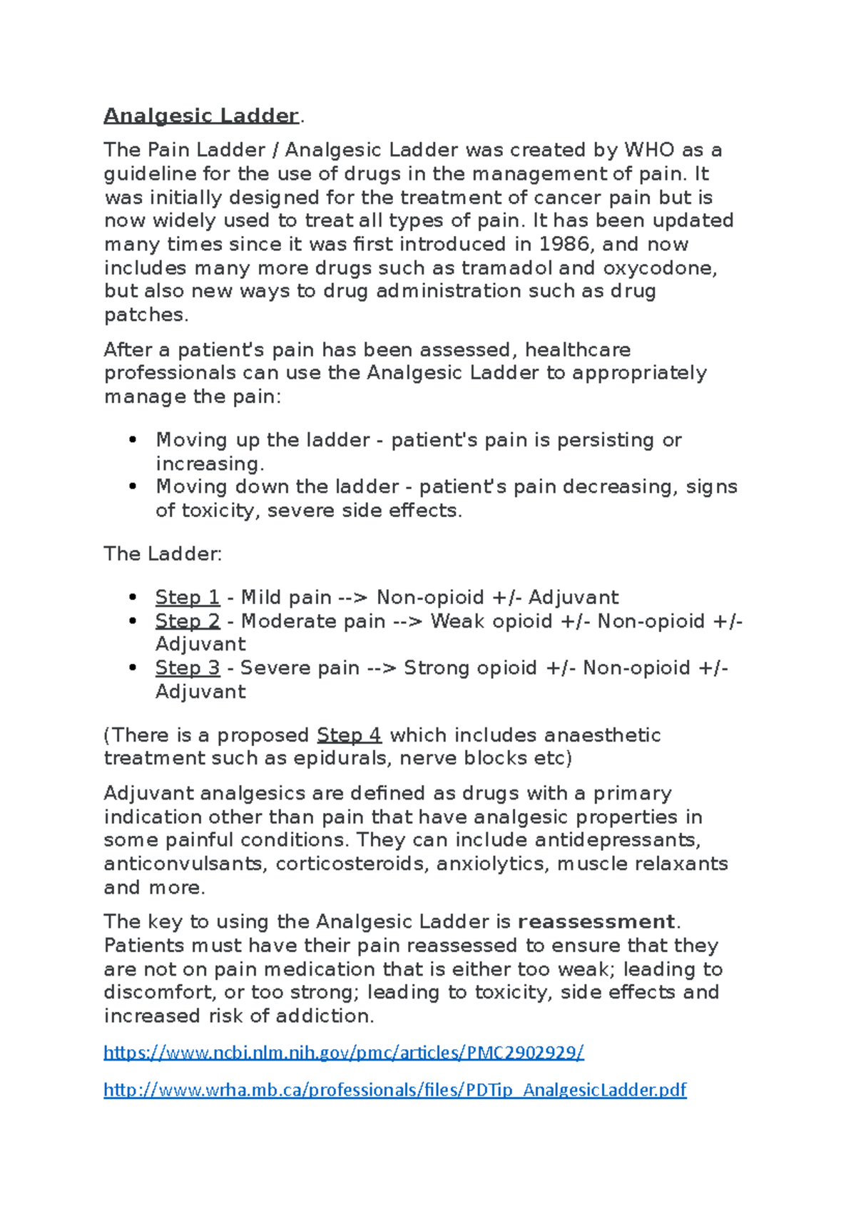 Analgesic ladder notes - Analgesic Ladder. The Pain Ladder / Analgesic ...