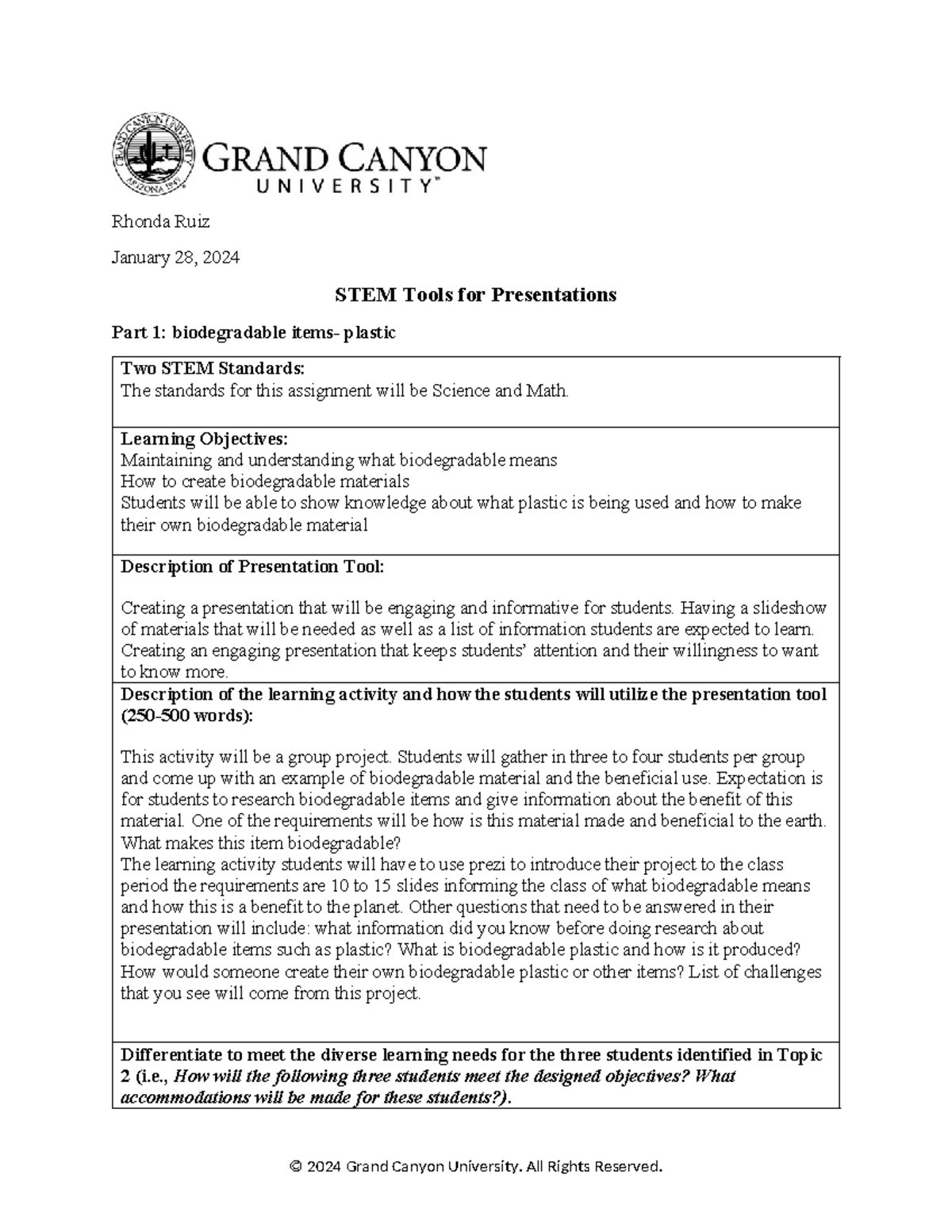 ELM-463-T3-STEM Tools for Presentations-DONE - Rhonda Ruiz January 28, 2024 STEM Tools for - Studocu