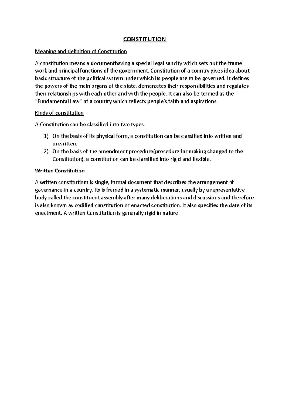 Constitution - Constitution of a country gives idea about basic ...