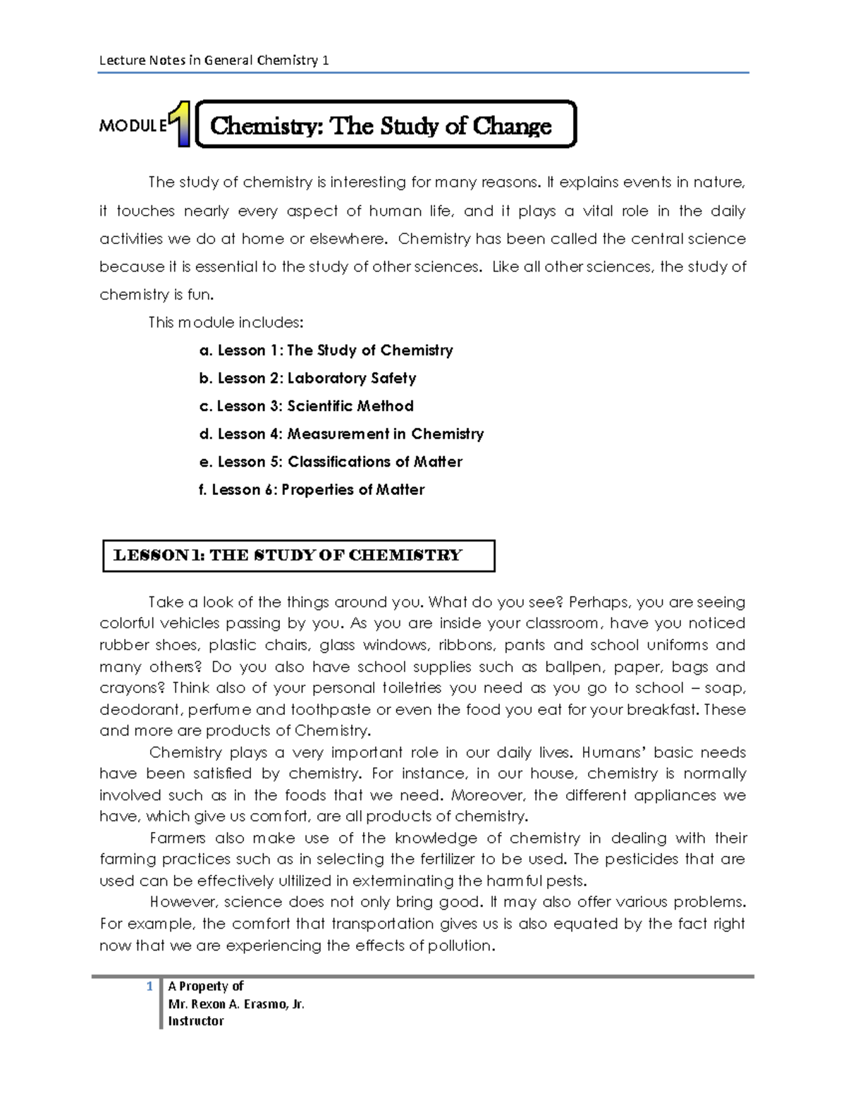 CHEM101 SUMMARY FOR MIDTERM - 1 A Property of Mr. Rexon A. Erasmo, Jr ...