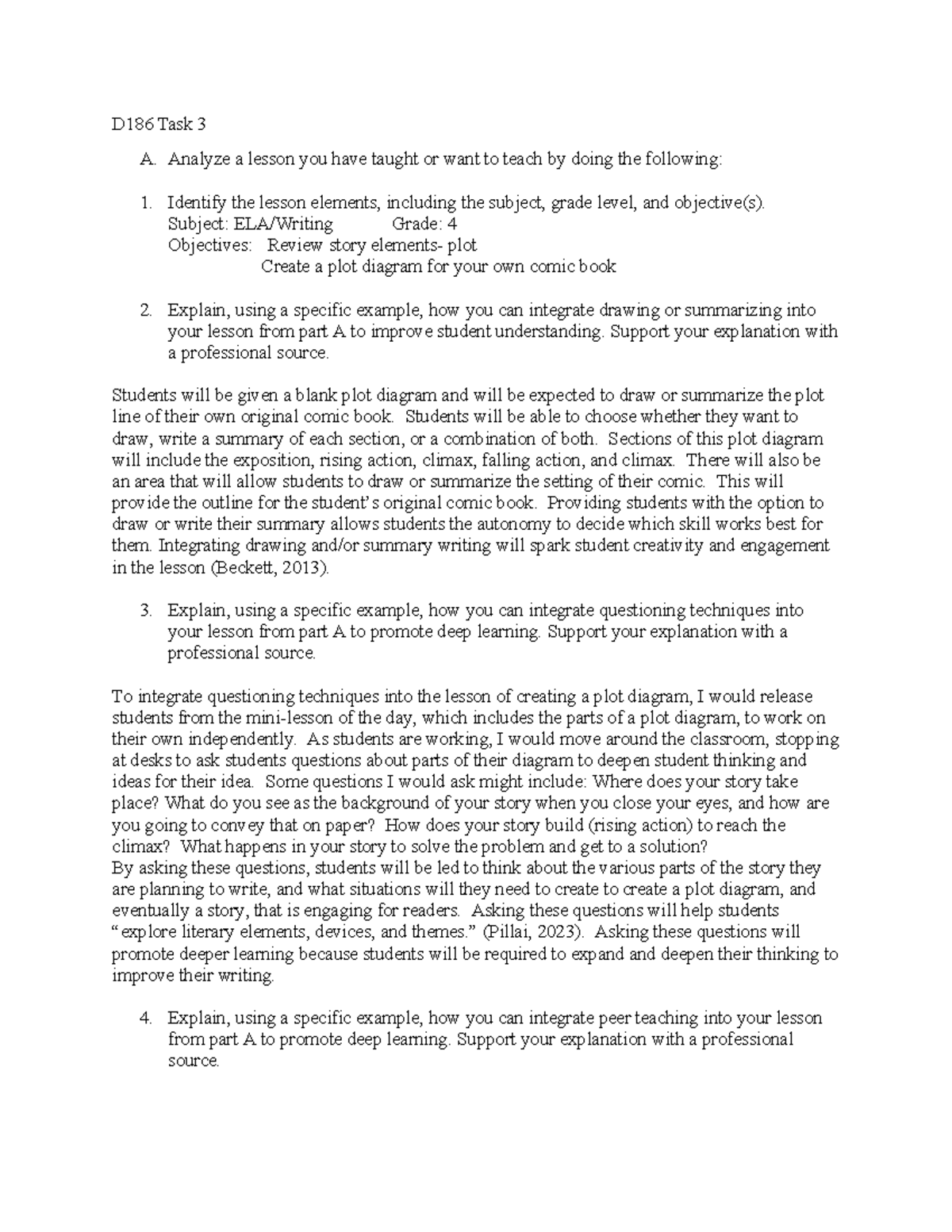 D186 Task 3 - Learning as a Science - D186 Task 3 A. Analyze a lesson ...