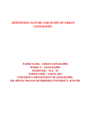 Definition nature and scope of urban geography - DEFINITION, NATURE AND ...