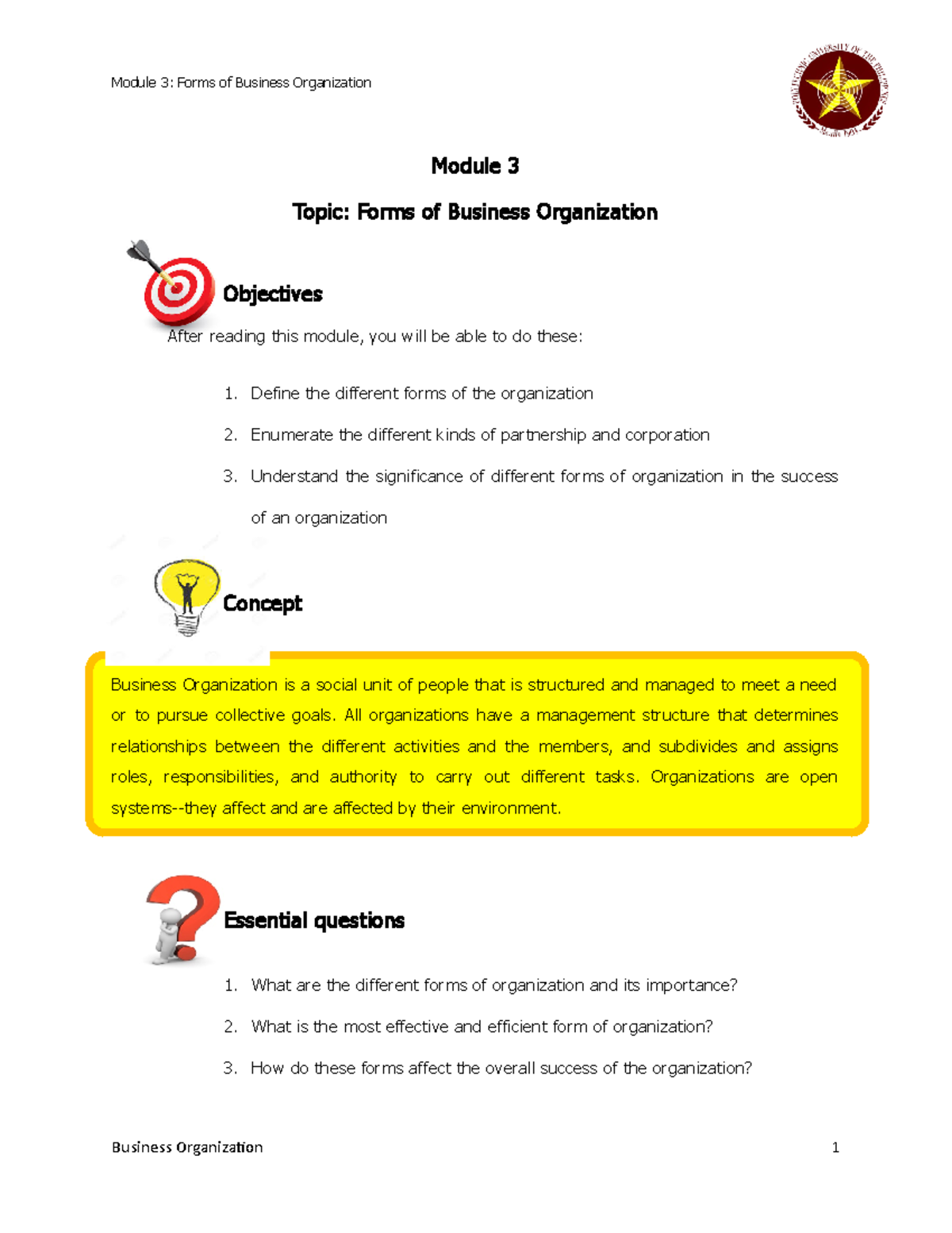 Business Finance Module Group 3 - Module 3: Forms of Business ...