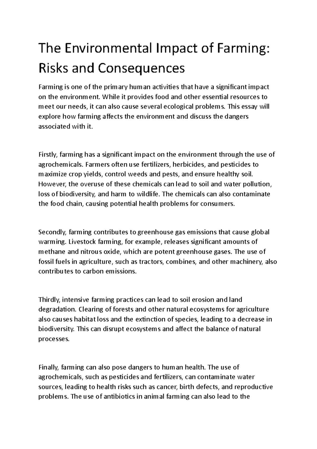 The Environmental Impact of Farming, Risks and Consequences - The ...