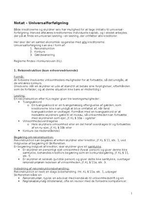 Samlet notat - Indholdsfortegnelse Notat nr. 2 – - Studocu