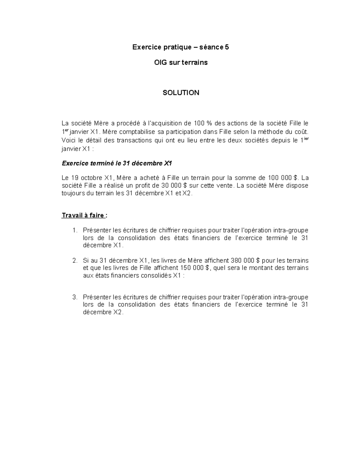 Solution exercice pratique OIG terrain - Exercice pratique – séance 5 OIG sur terrains SOLUTION ...