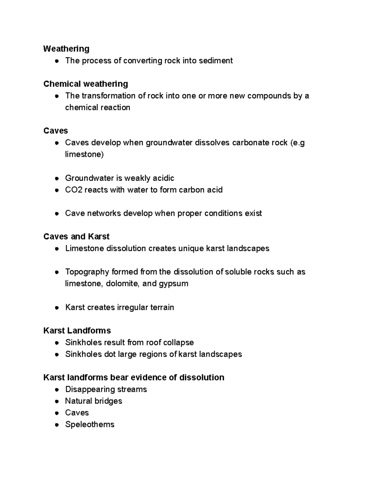 Geo Notes #2 - Weathering The process of converting rock into sediment ...