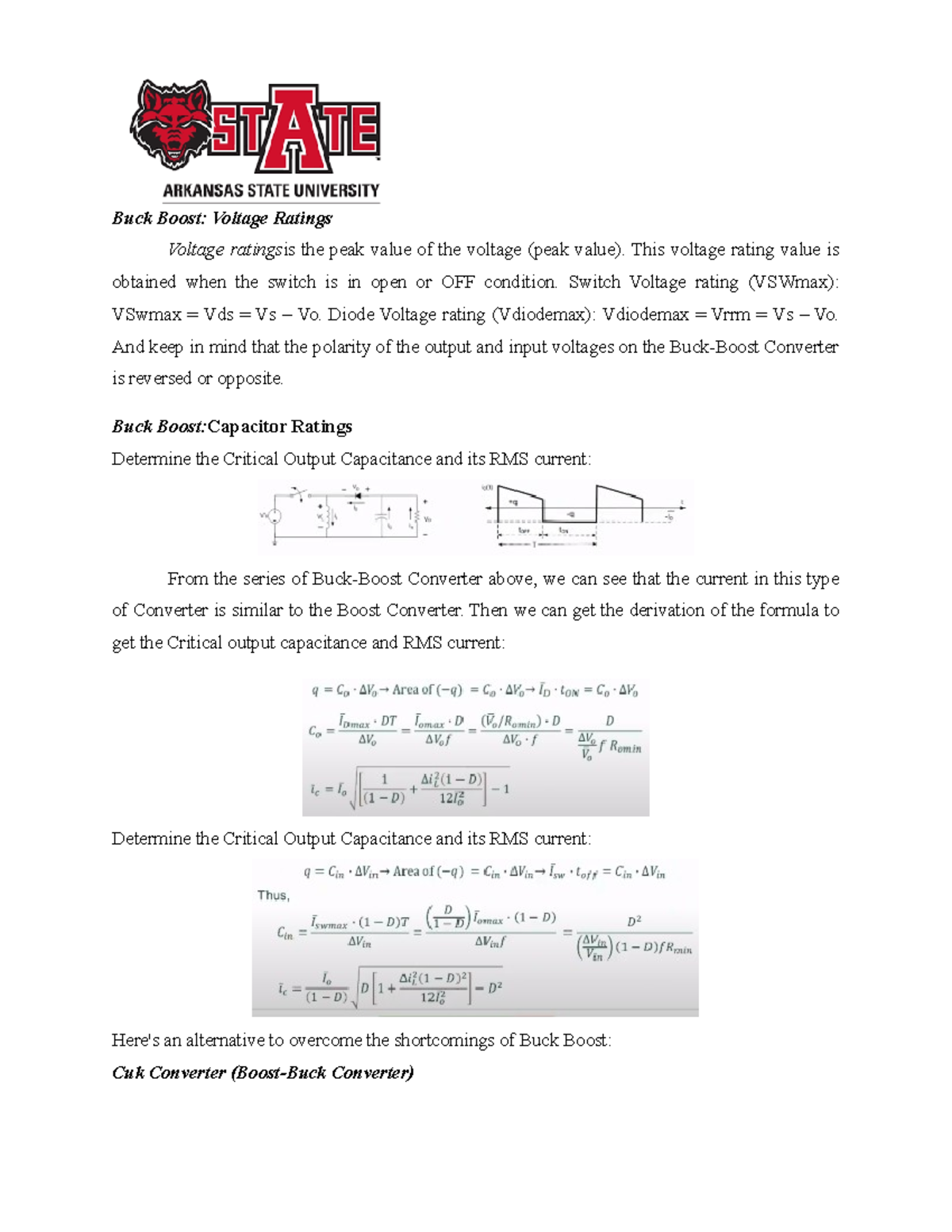 Doc1 - It Project Management - Buck Boost: Voltage Ratings Voltage ...