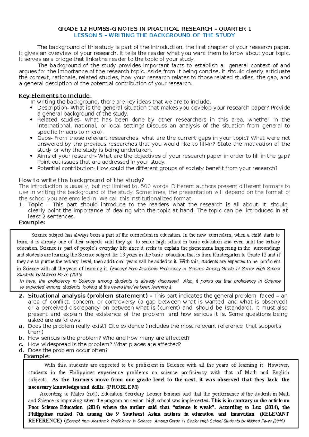 Lesson 5 - Research Background - GRADE 12 HUMSS-G NOTES IN PRACTICAL ...