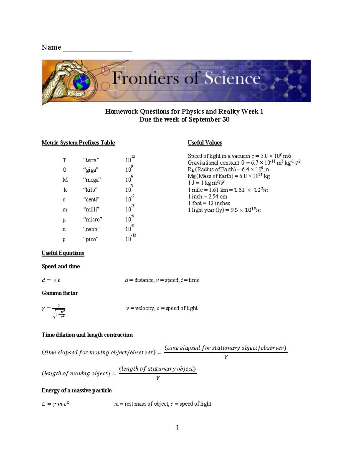 Fro- sci hw 4 - hw help please - Name _________________ Homework ...