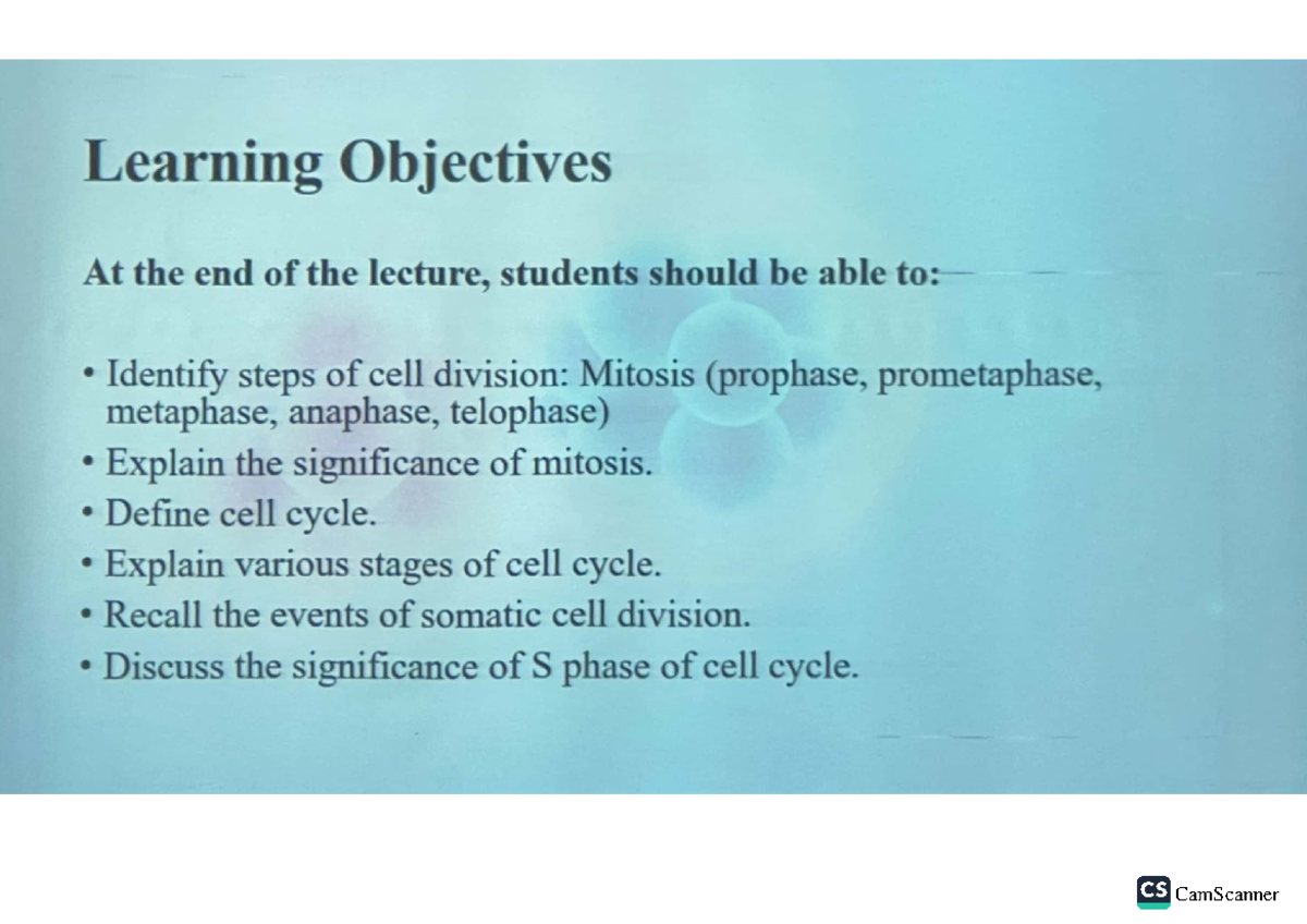 [ Embryo-1] Mitosis & CELL Cycle - Anatomy - Studocu