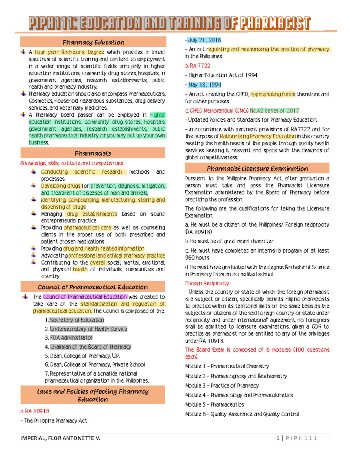PIPH111 Midterms copy - Lecture notes - Piph111: education and training ...