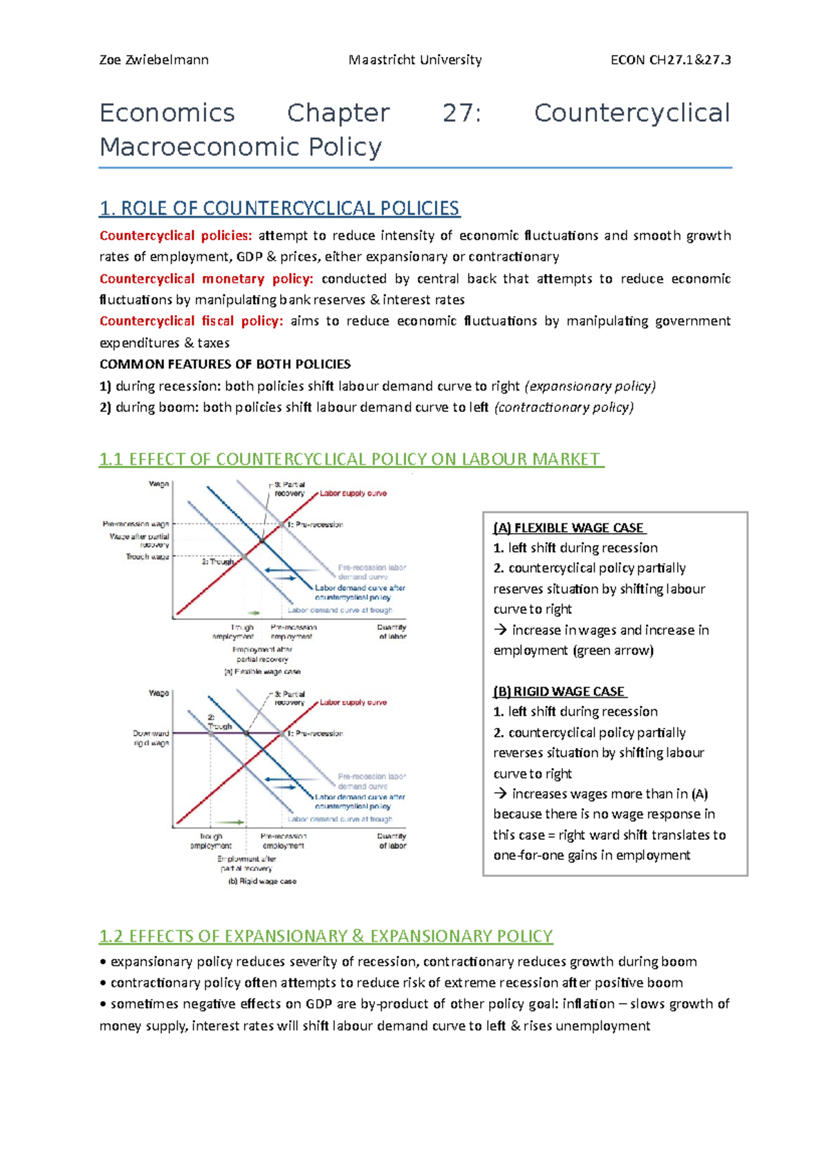 Economics Chapter 27 - ROLE OF COUNTERCYCLICAL POLICIES Countercyclical ...