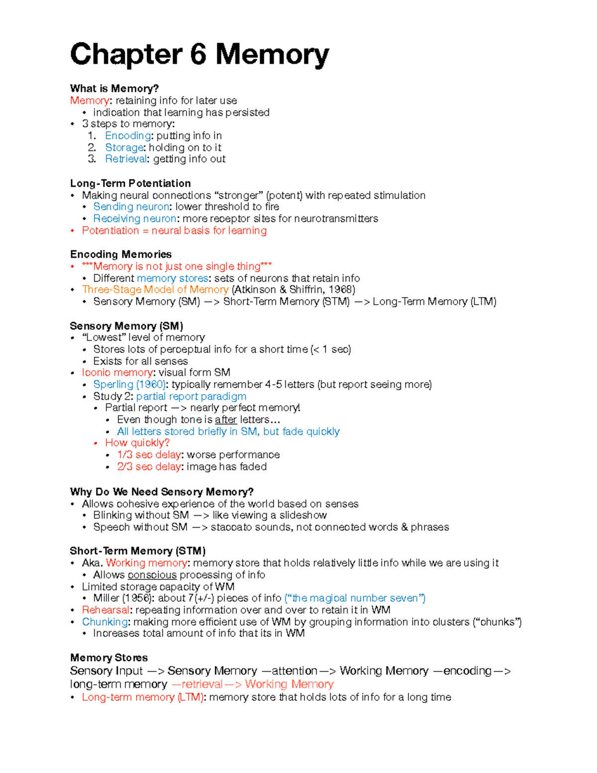 Chapter 6 Memory - UA Intro To Psychology w/ Professor Adam Lazarewicz - Chapter 6 Memory What ...