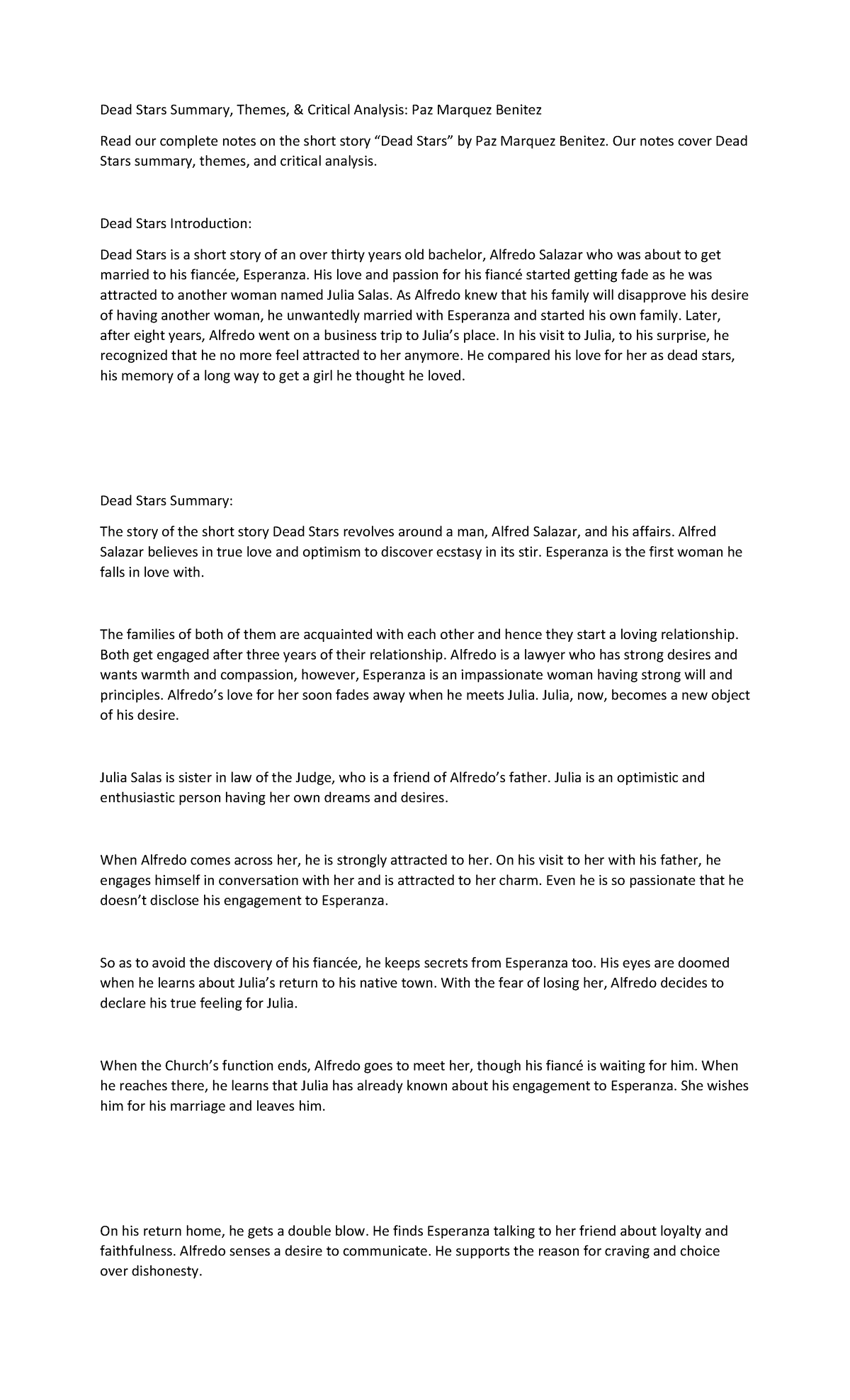 Dead Stars - Story - Dead Stars Summary, Themes, & Critical Analysis ...