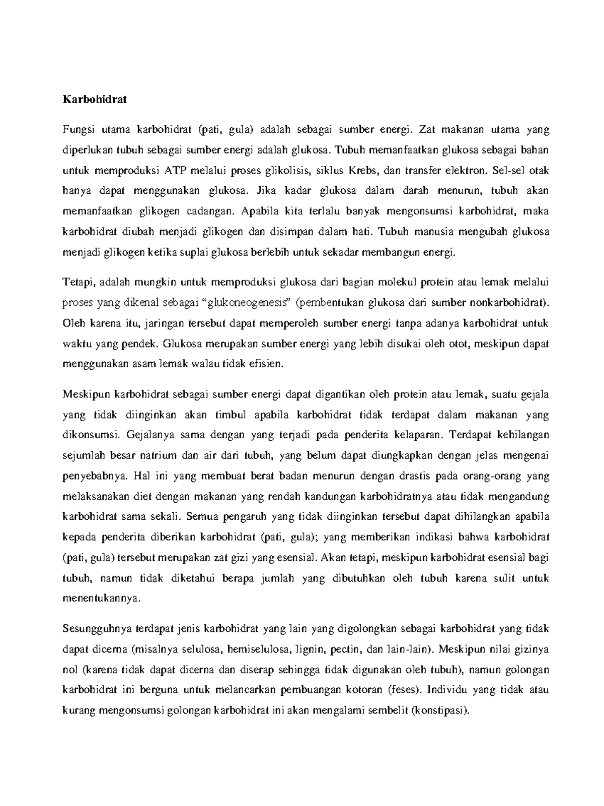 Karbohidrat, Lemak, dan Protein - Karbohidrat Fungsi utama karbohidrat ...