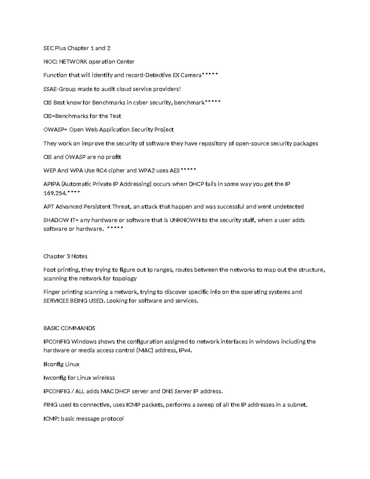 I need this to be at least 15 letters - SEC Plus Chapter 1 and 2 NOC ...