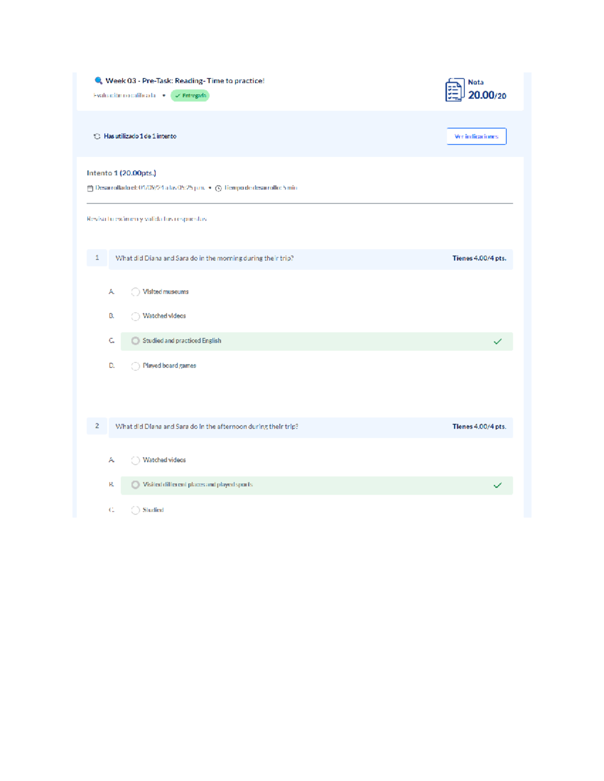 Week 03 - Pre-Task Reading- Time to practice! - ) Desarrollado el: 01 ...