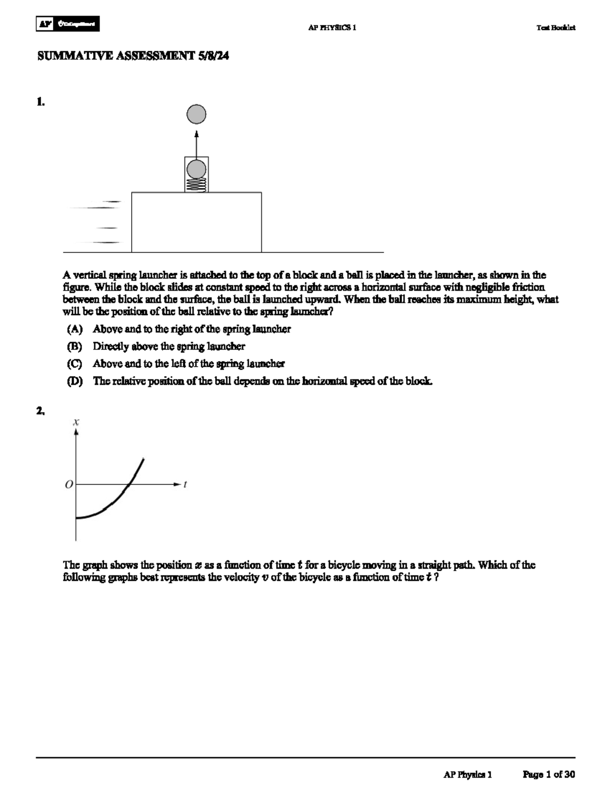 Summative+Assessment+5-8-24 - CollegeBoard AP PHYSICS 1 SUMMATIVE ...
