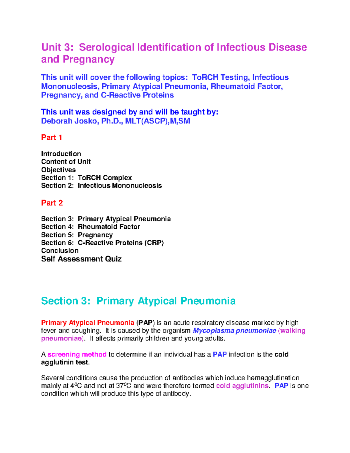 Serological Identification of Infectious Disease and Pregnancy - Studocu