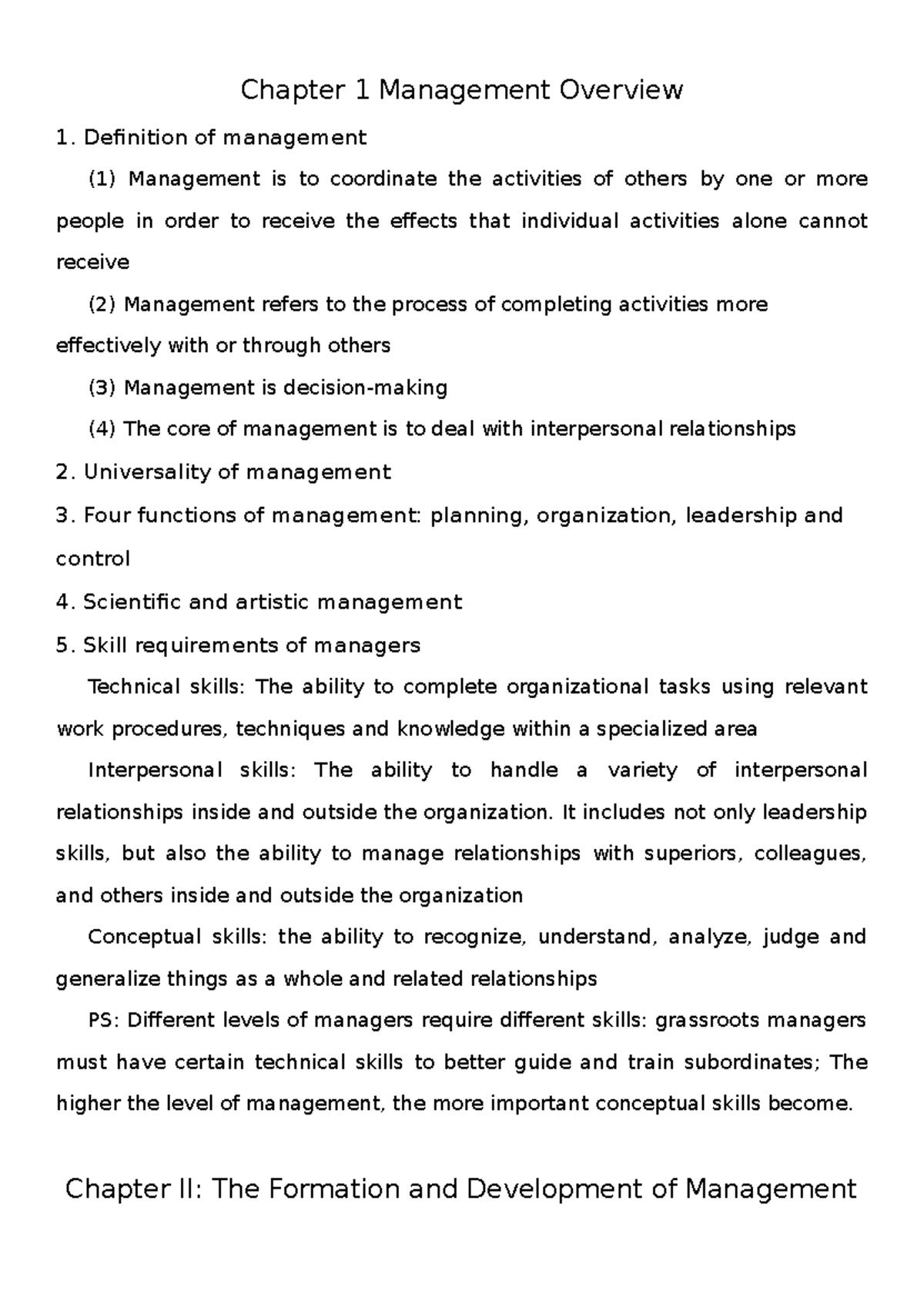 Management Overview - Definition of management (1) Management is to ...