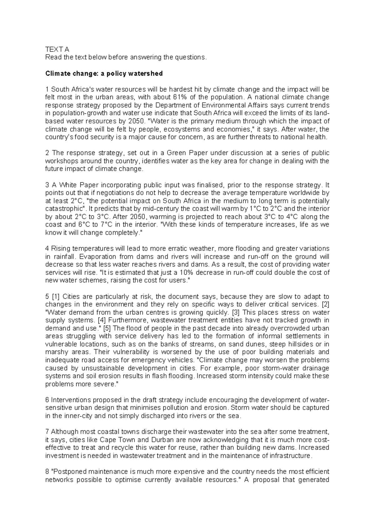 Text - text to help prepare for tests - TEXT A Read the text below ...