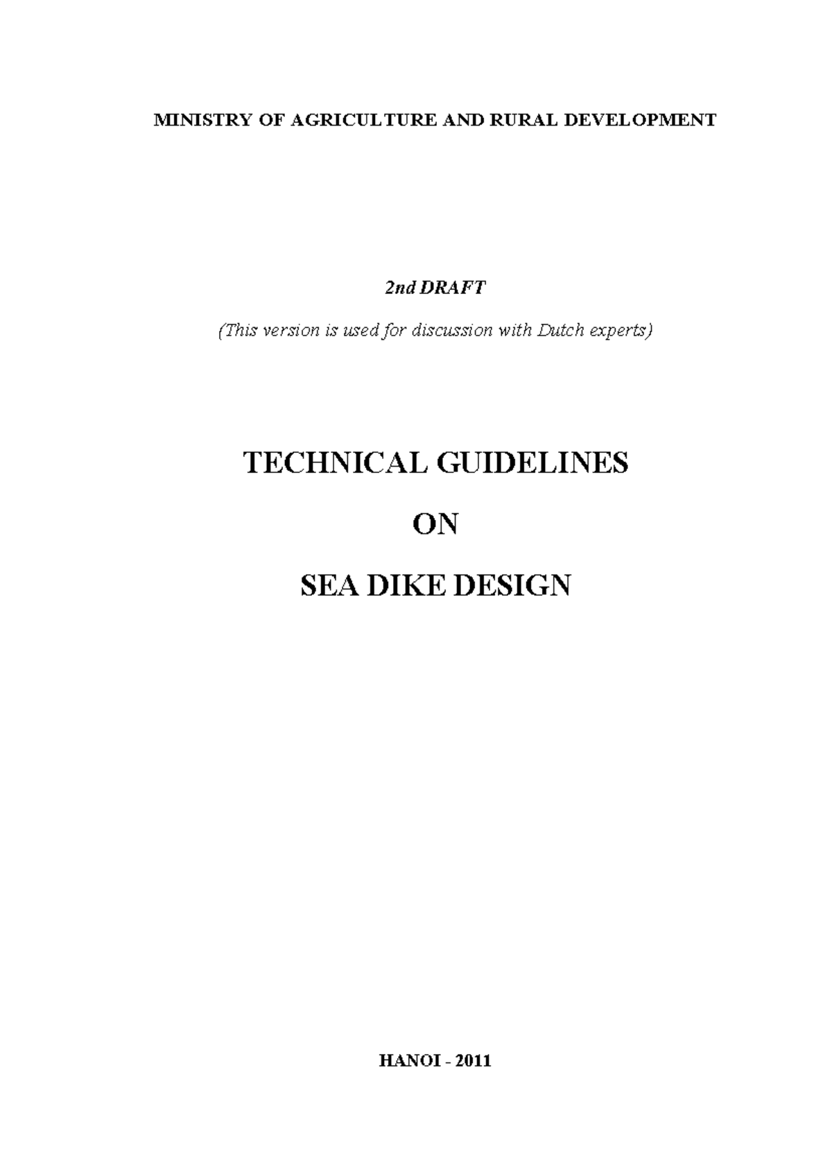 01 Technical Guidelines IN SEA DIKE Design draft - MINISTRY OF ...
