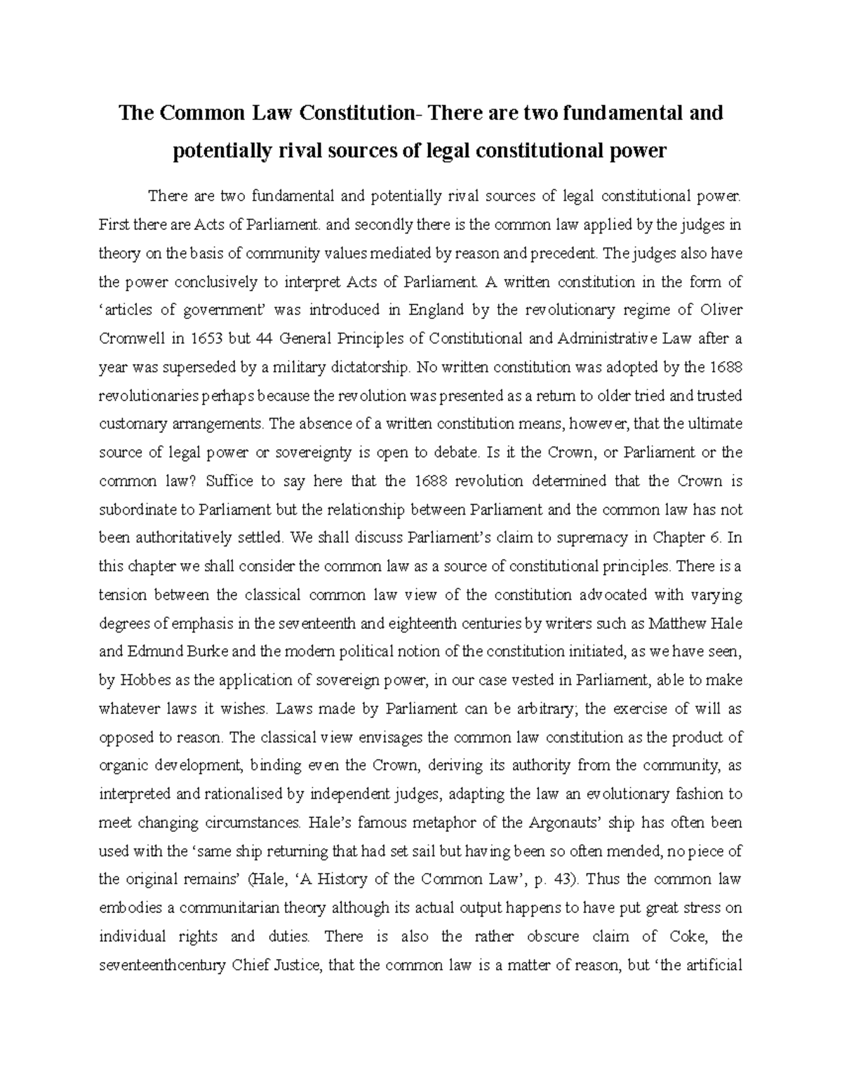 The Common Law Constitution - First there are Acts of Parliament. and ...